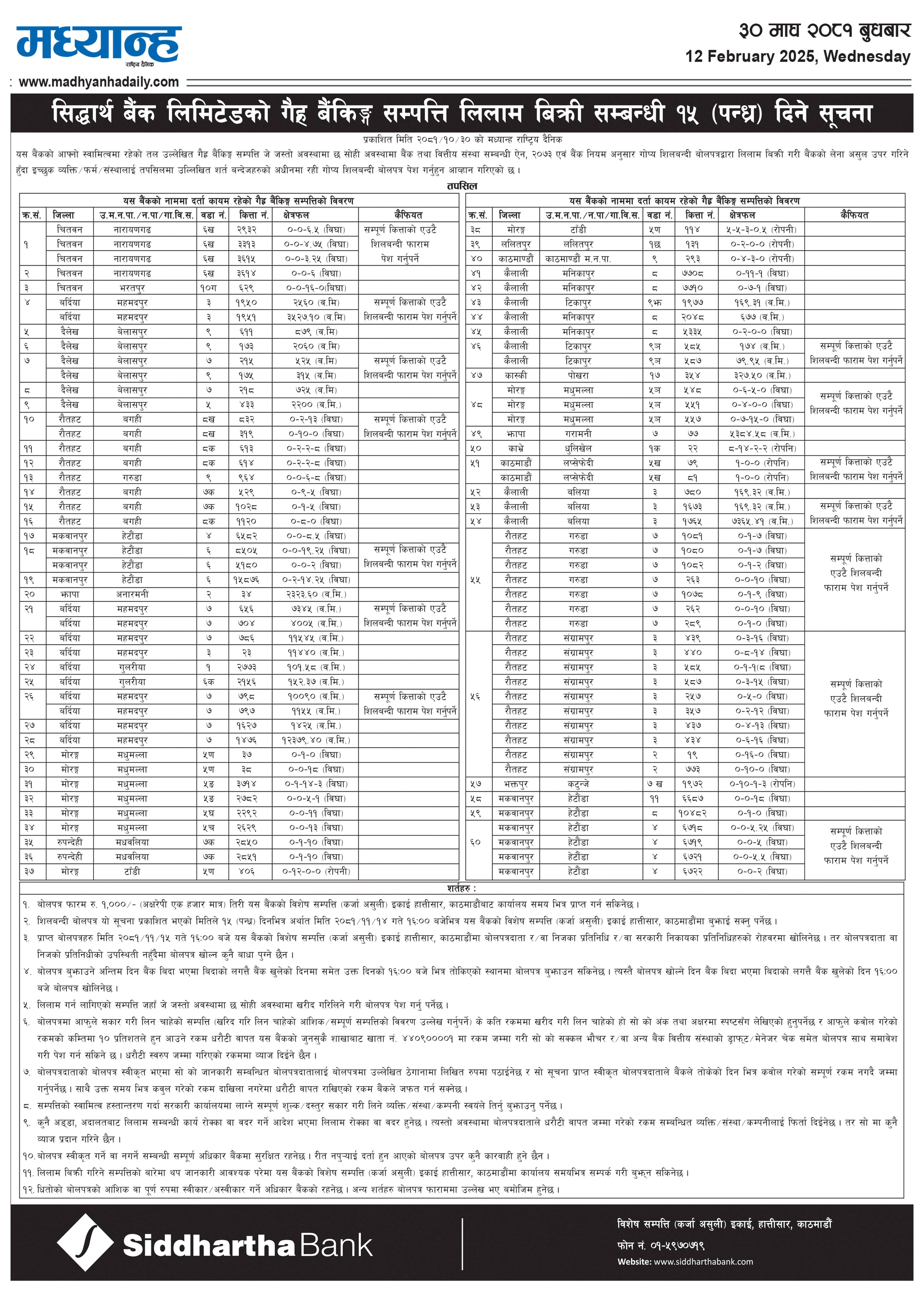 Auction Portal | Siddhartha Bank